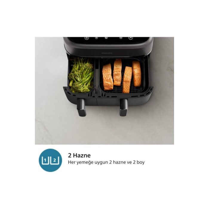Philips Çift Hazneli Airfryer Siyah NA350/00 Parlak.com.tr'de